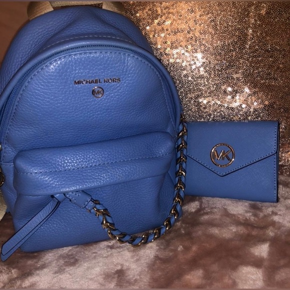 Michael Kors | Bags | Blue Michael Kors Backpack Wallet | Poshmark